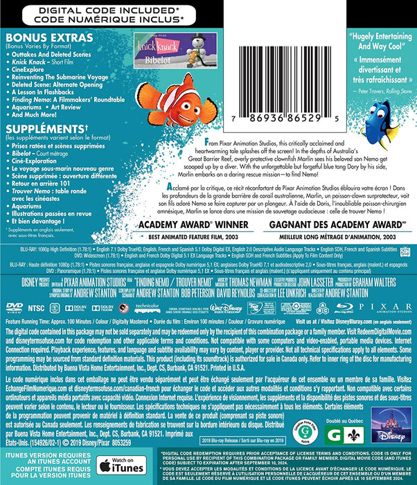 Disney Pixar's Finding Nemo [Blu-ray + DVD + Digital] — Shopville